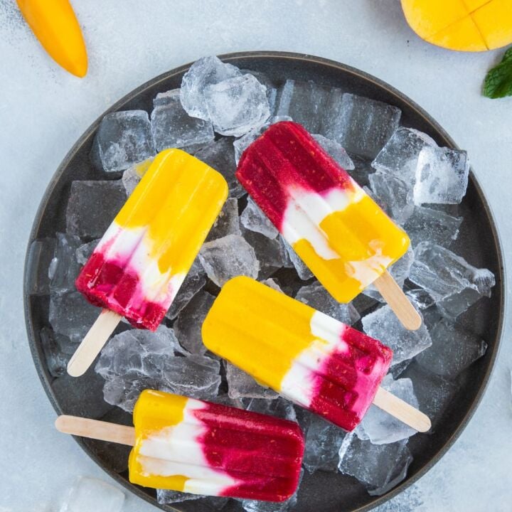 Mango Raspberry Yogurt Popsicles - My Dominican Kitchen