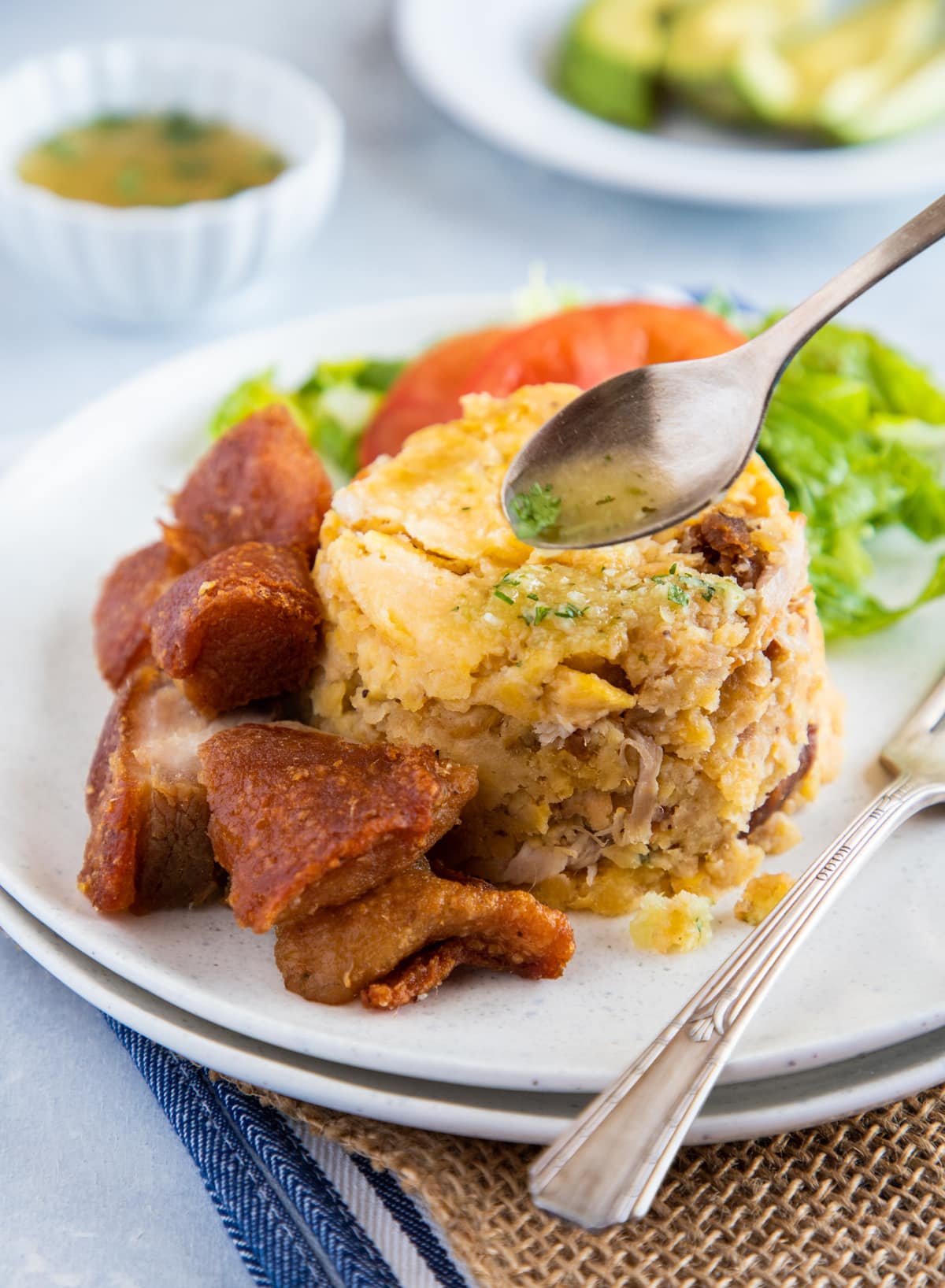 Mofongo (Garlic Mashed Plantains with Chicharrón) - My Dominican Kitchen