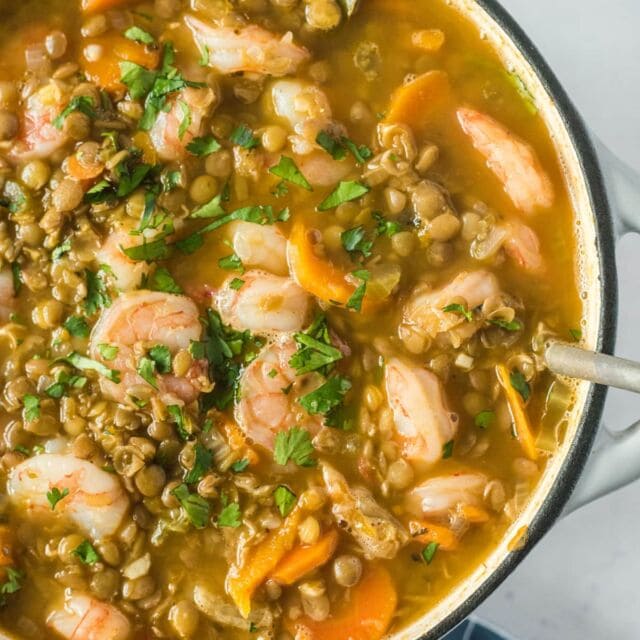 Lentil Stew Recipe with Shrimp - My Dominican Kitchen