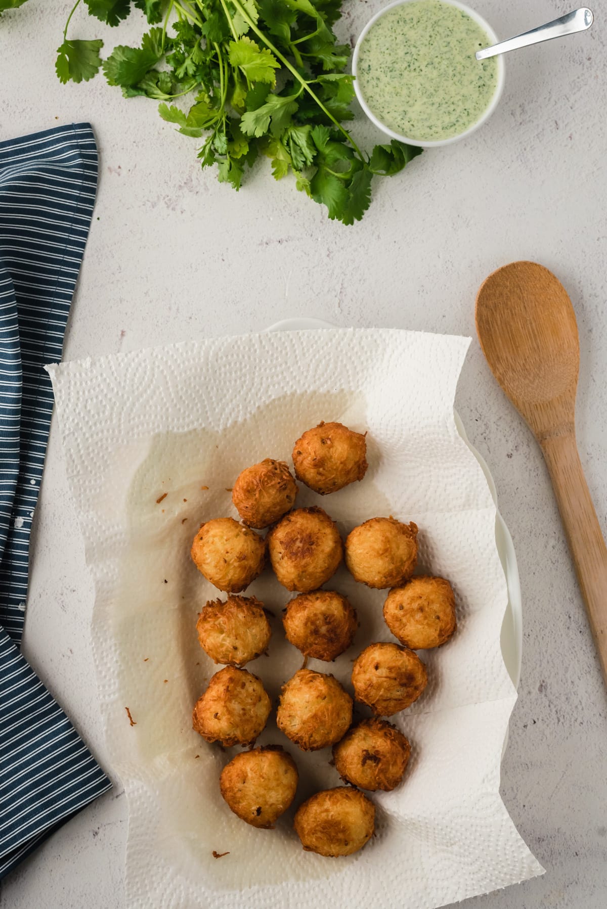 Cheese Stuffed Fried Yuca Balls & Cilantro Dressing - My Dominican Kitchen