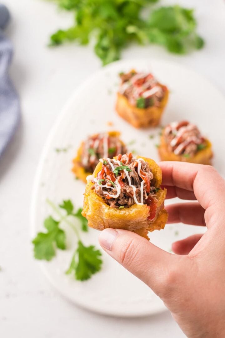 Stuffed Plantain Cups (Tostones Rellenos) - My Dominican Kitchen