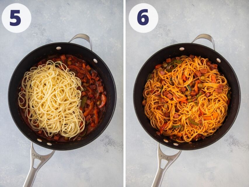 Dominican Spaghetti with Salami (Espaguetis) - My Dominican Kitchen