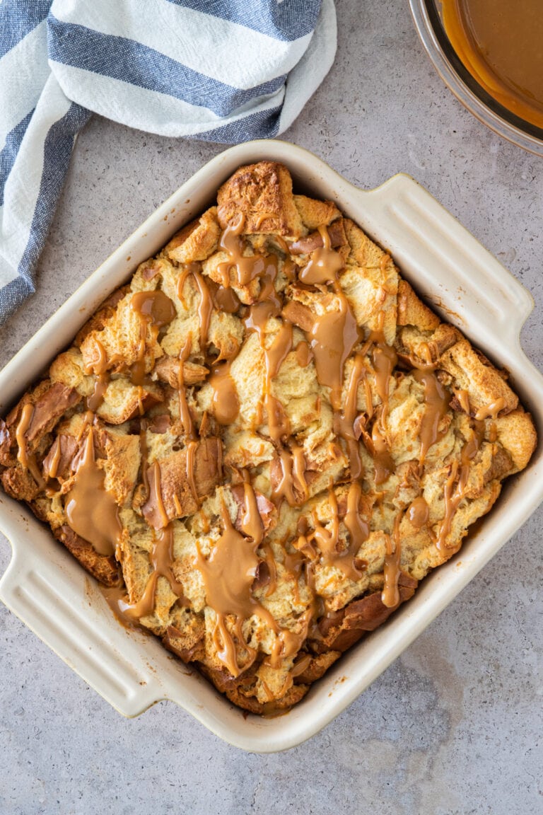 Easy Bread Pudding Recipe with Dulce de Leche Sauce - My Dominican Kitchen